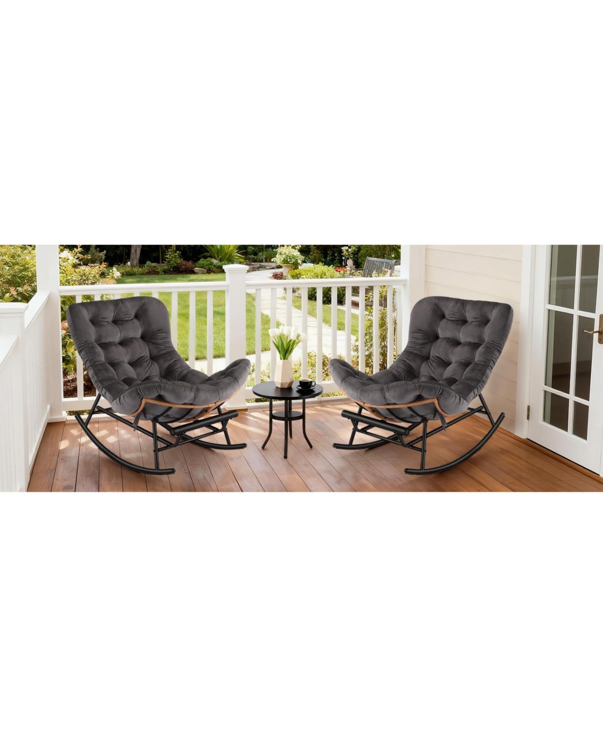 Click here for gaomon 2-Pack Papasan Rocking Chair with Footrest... prices