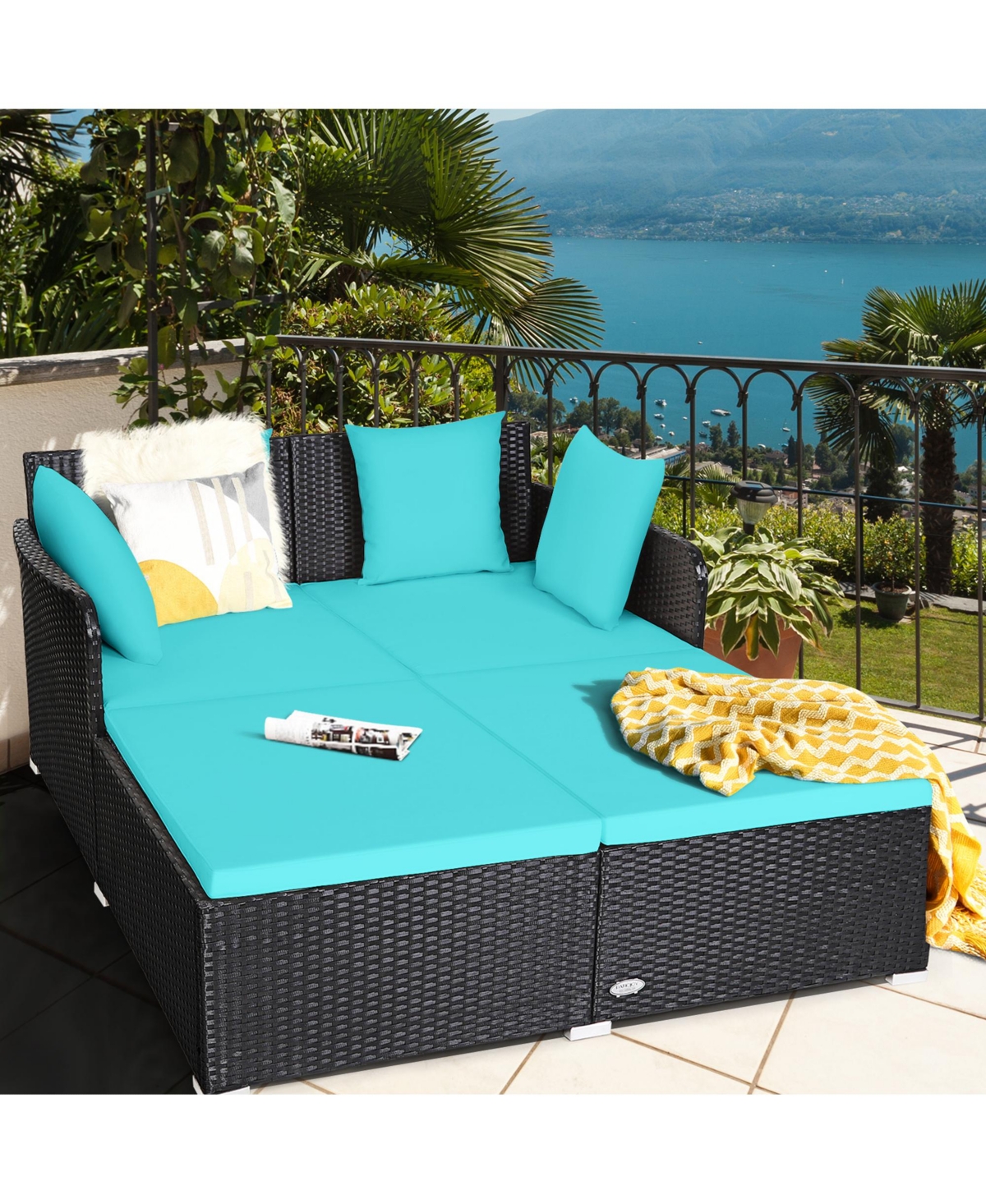 Click here for Gymax Rattan Patio Daybed Loveseat Sofa Yard Outdo... prices