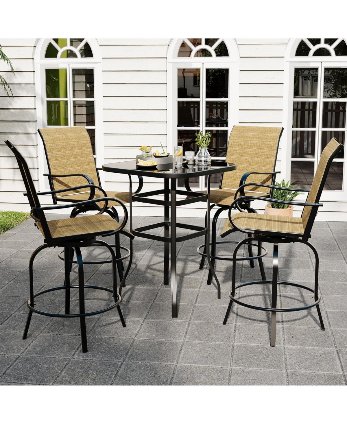 Click here for gaomon 5PCS Outdoor Swivel Bar Set with 4 Swivel C... prices