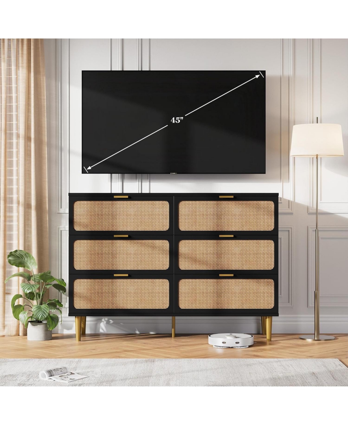 Click here for gaomon Rattan 6 Drawer Dresser Deep Storage Wide T... prices