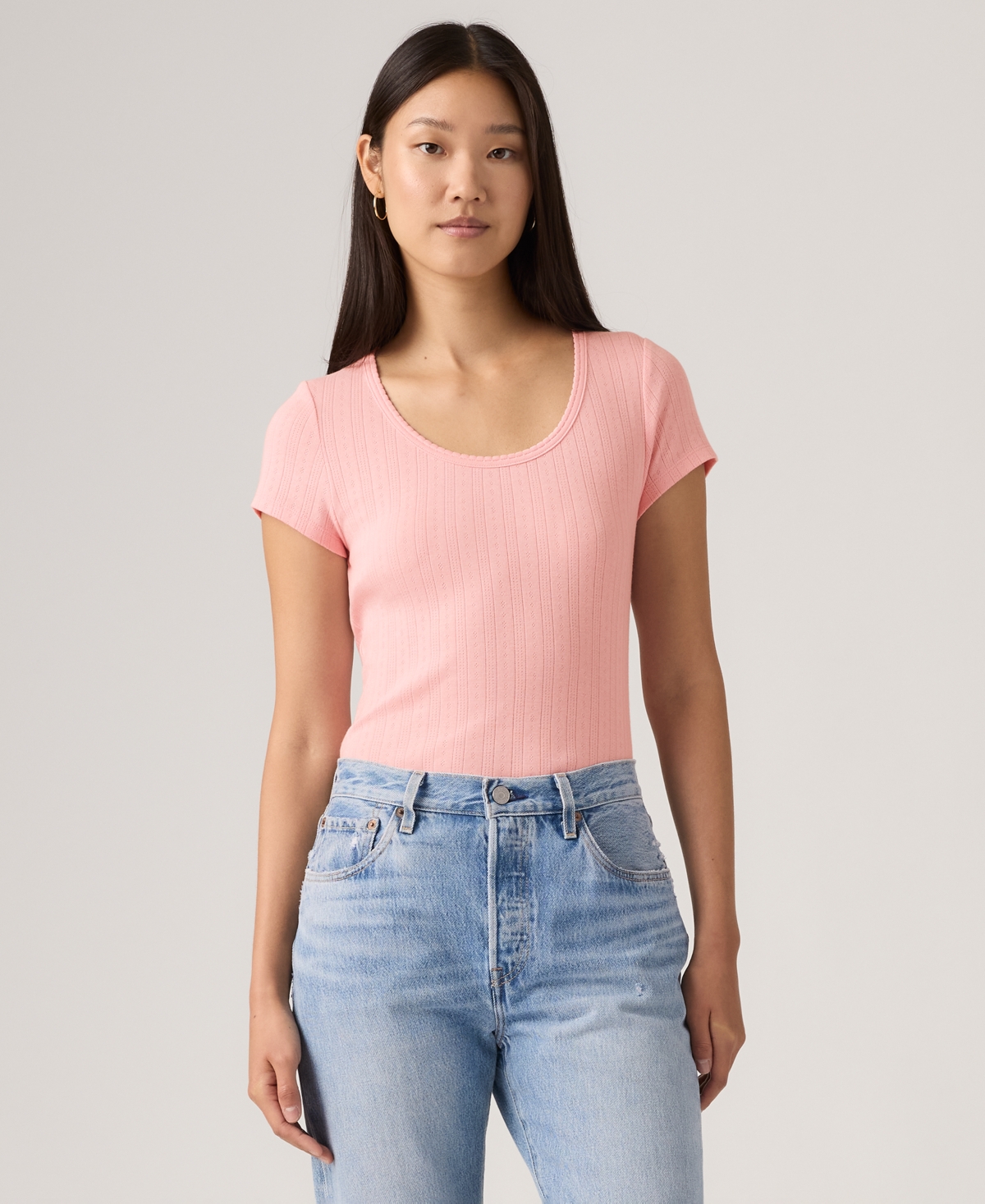 Click here for Levis Womens Short-Sleeve Crew Neck Top - Coral Bl... prices