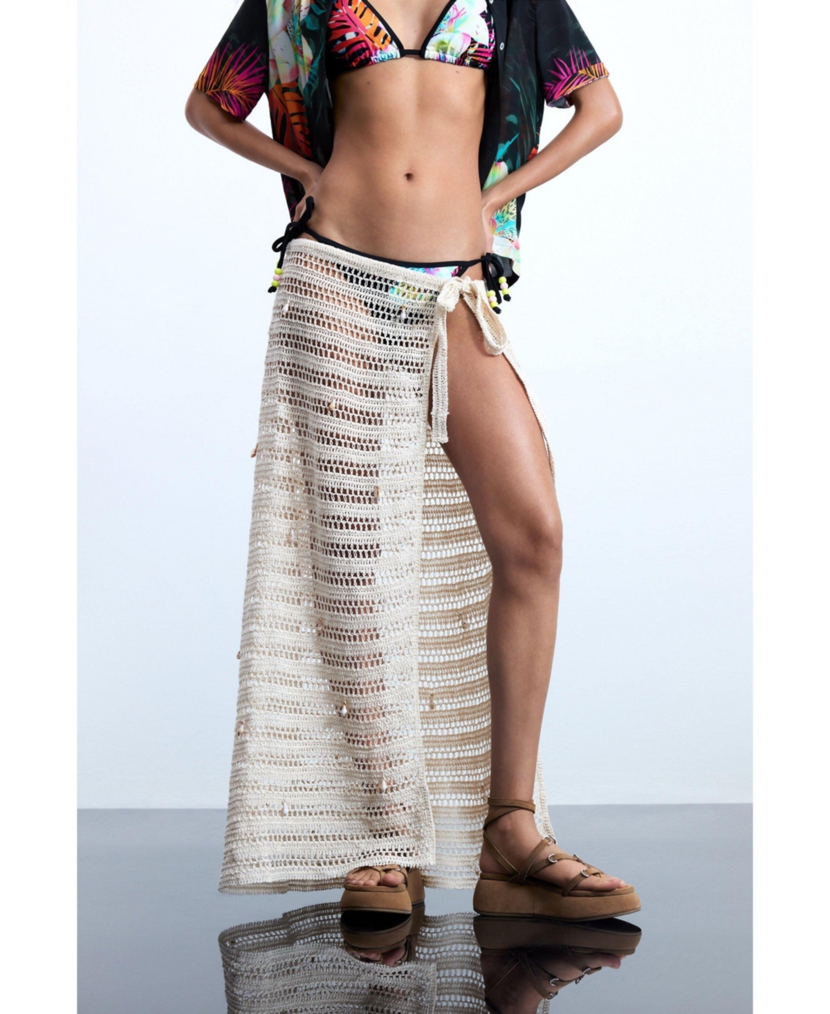 Click here for Desigual Womens Openwork pareo with appliques - Of... prices