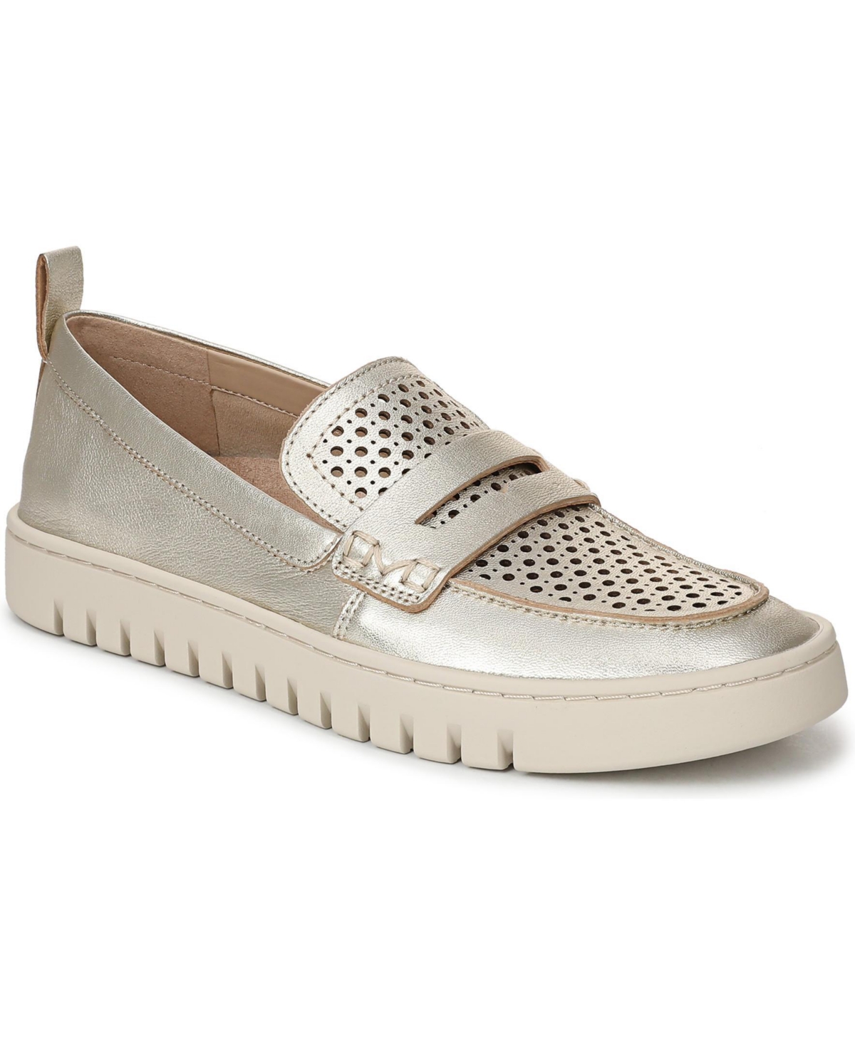 Click here for Vionic Womens Uptown Lace Up Sneakers - Gold leath... prices