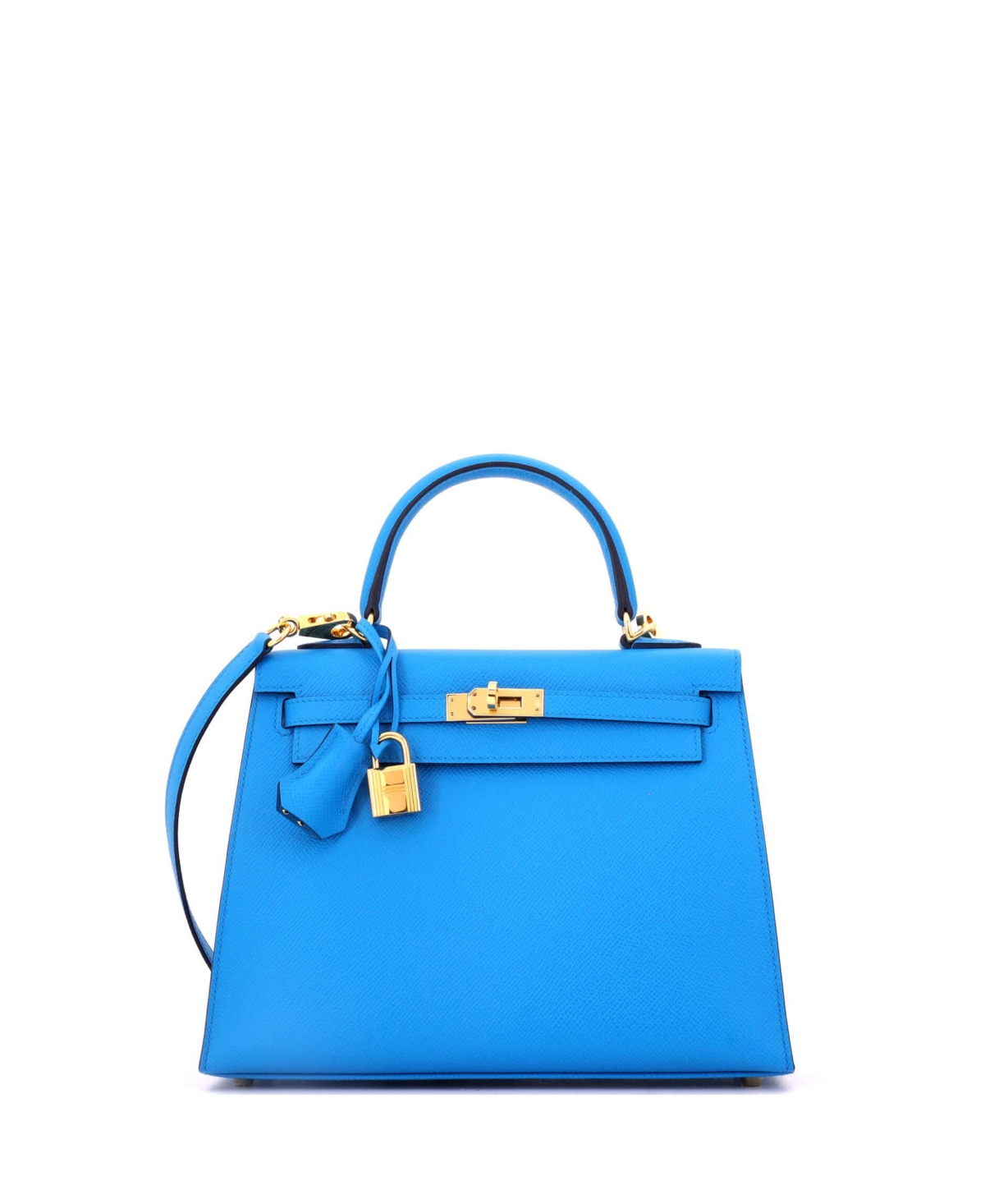 Click here for Pre-Owned HERMES Kelly 25 Handbag Blue Epsom with... prices