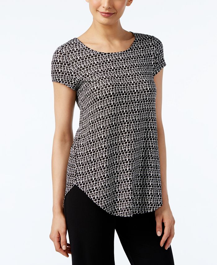 Alfani Petite Printed Shirttail-Hem Top, Created for Macy's - Macy's