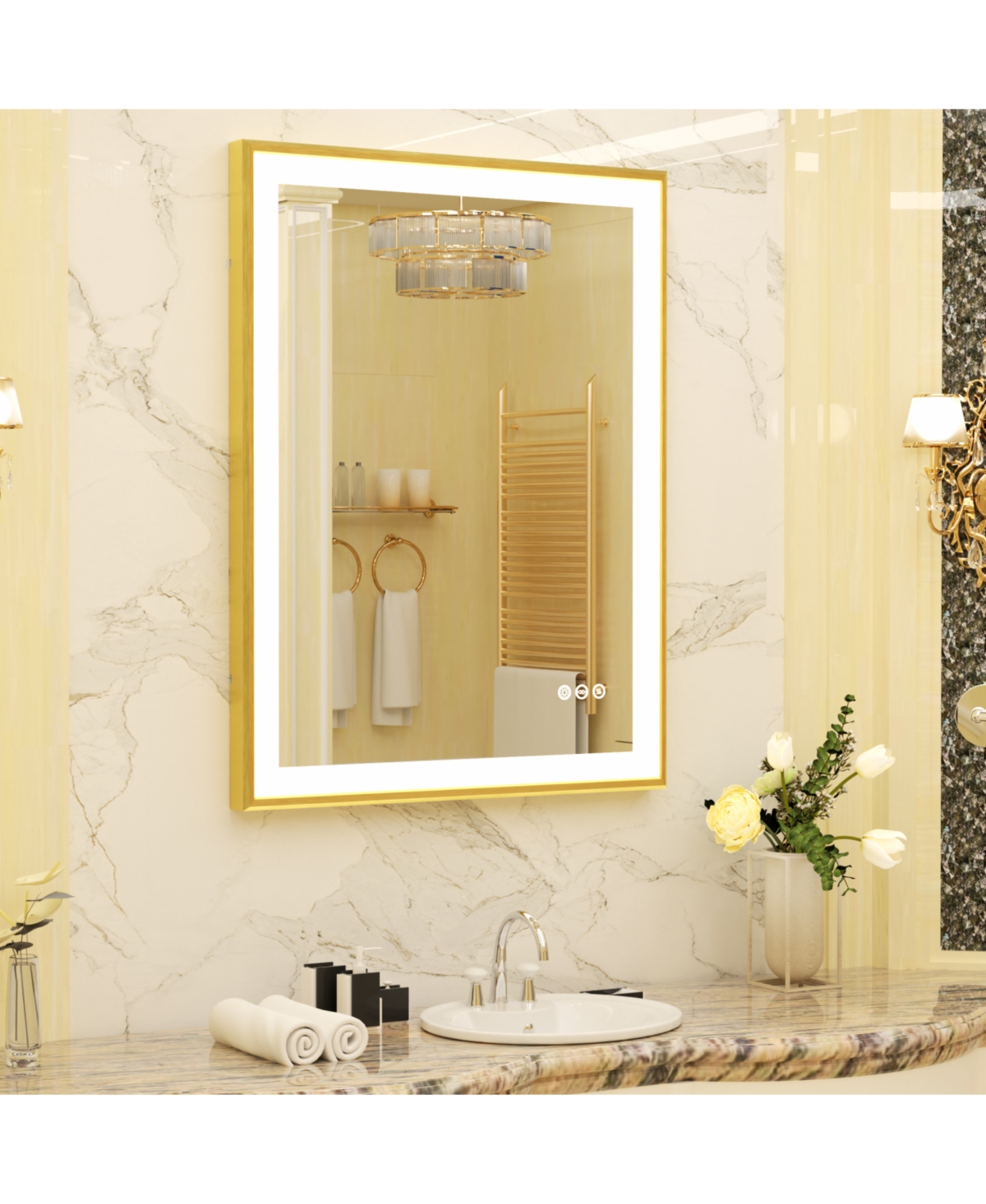 Click here for Luvodi Led Bathroom Mirror with Gold Frame 3 Color... prices