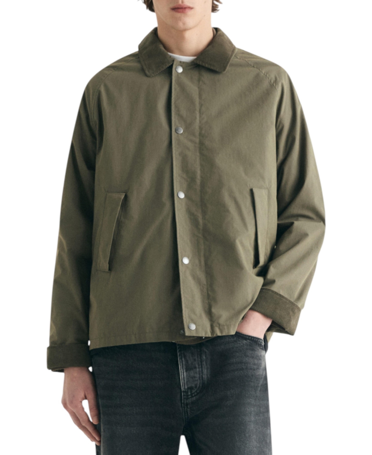 Click here for Scalpers Womens Boxy Corduroy Collar Jacket - Khak... prices