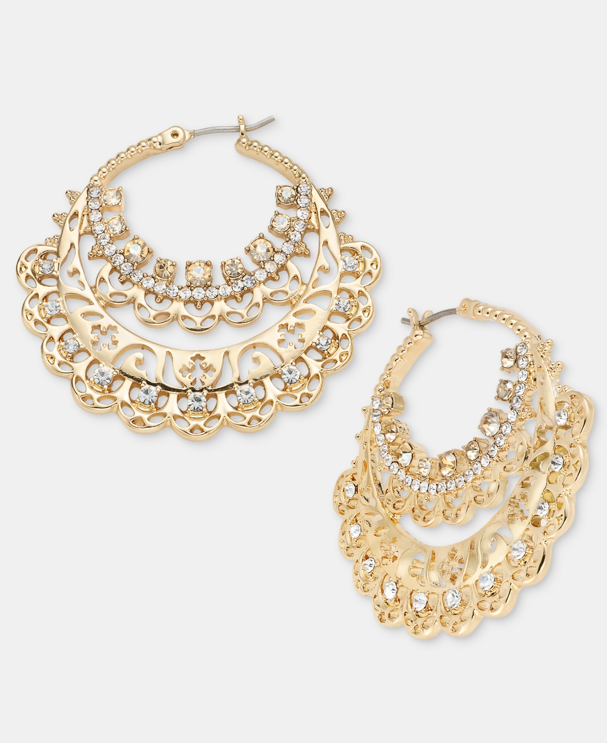 Click here for Marchesa Crystal Antique Dynamic Hoop Earrings - G... prices