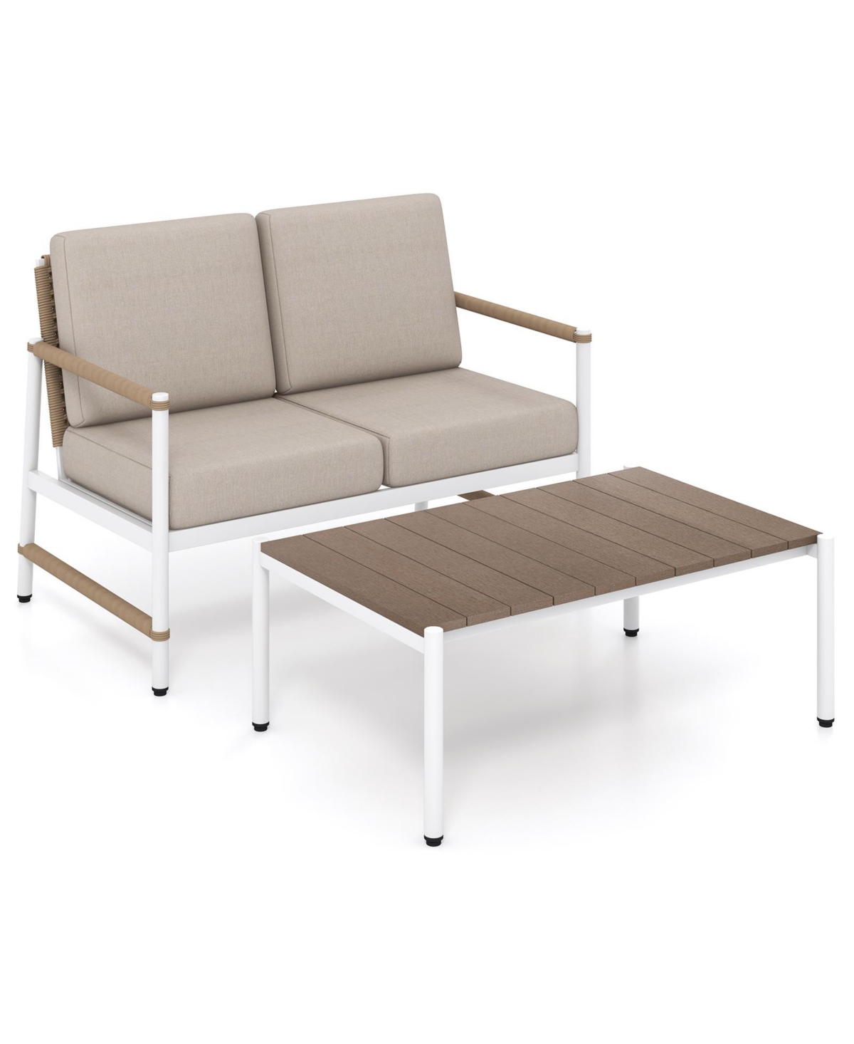 Click here for Gouun Outdoor Loveseat Sofa and Coffee Table Set w... prices