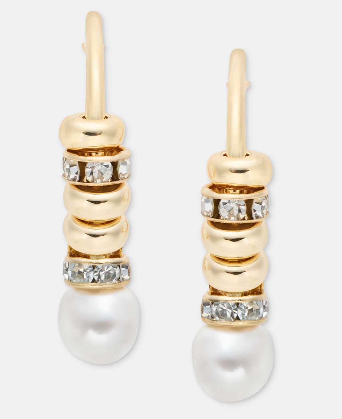 Click here for lonna & lilly Pave Bead & Imitation Pearl Hoop Ear... prices