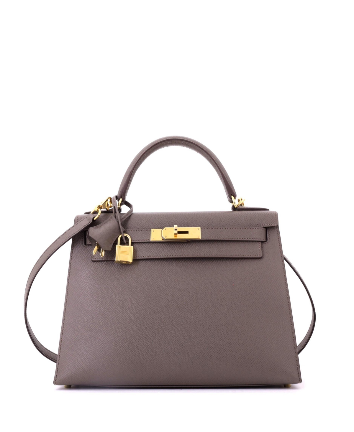 Click here for Pre-Owned HERMES Kelly 28 Handbag Grey Epsom with... prices