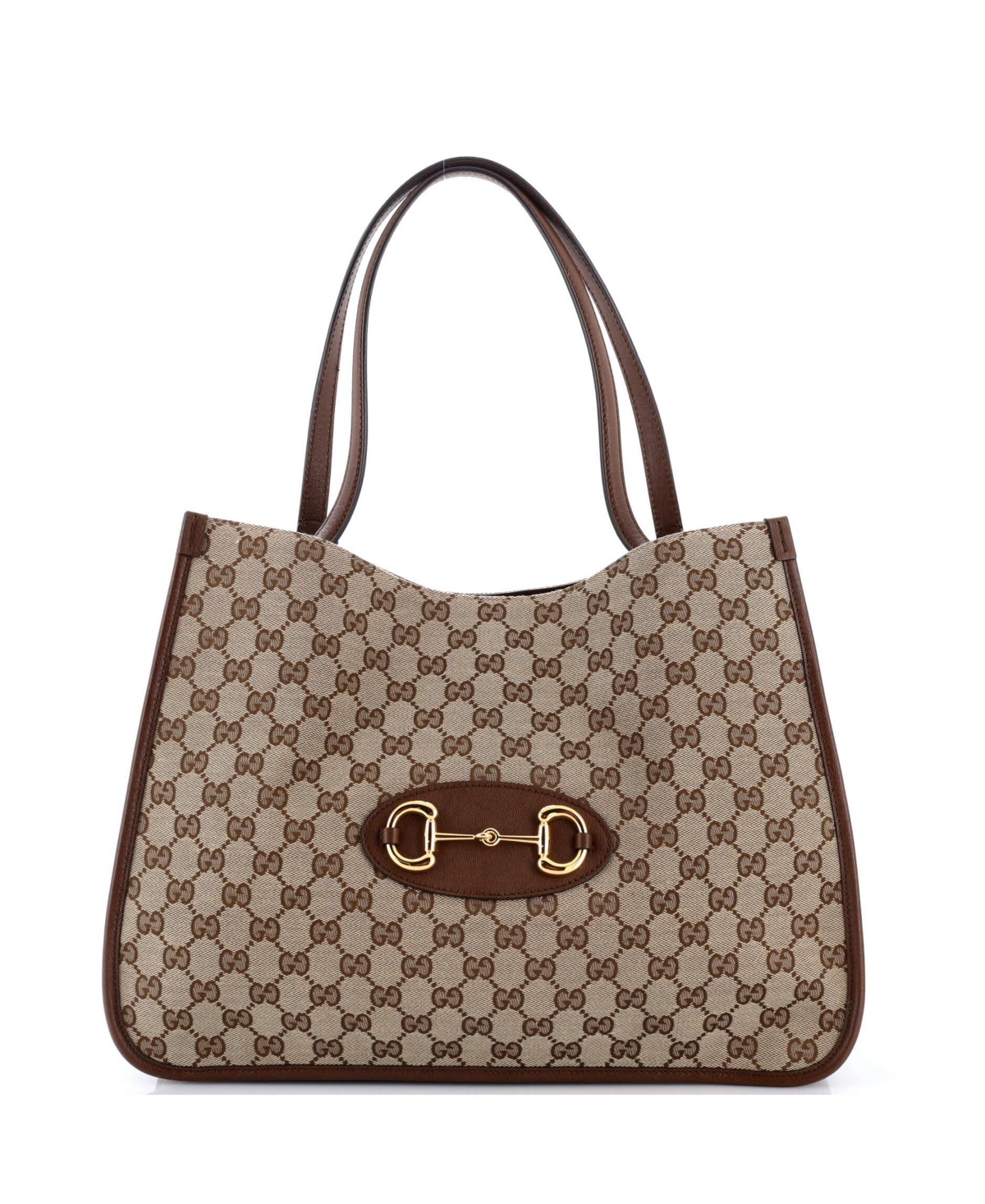 Click here for Pre-Owned Gucci Medium Horsebit 1955 Tote Gg Canva... prices