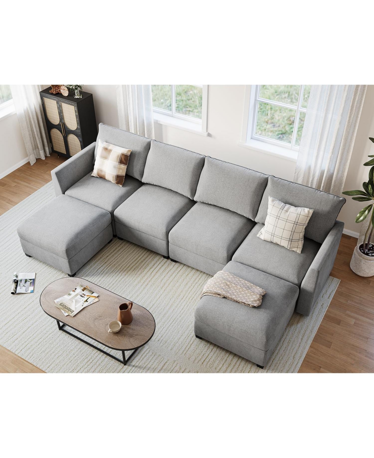 Click here for gaomon 112 Sectional Sofa with Storage Seats 6 Sea... prices
