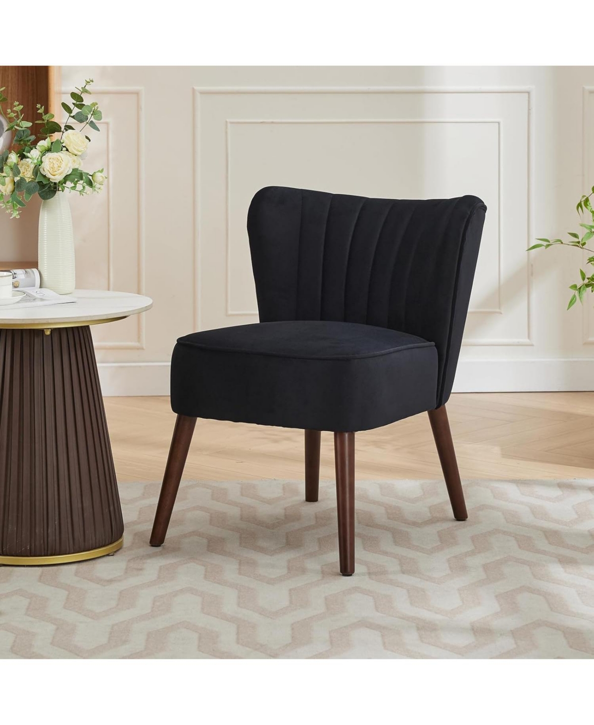 Click here for gaomon Modern Velvet Accent Chair with Wood Legs -... prices