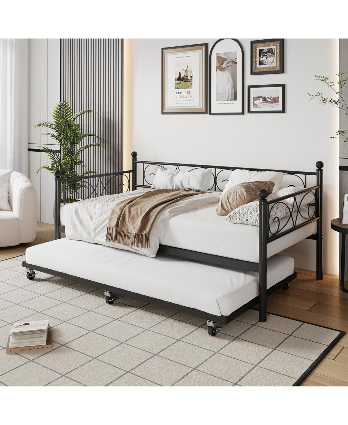 Click here for gaomon Twin Daybed with Trundle  Metal Trundle Bed... prices