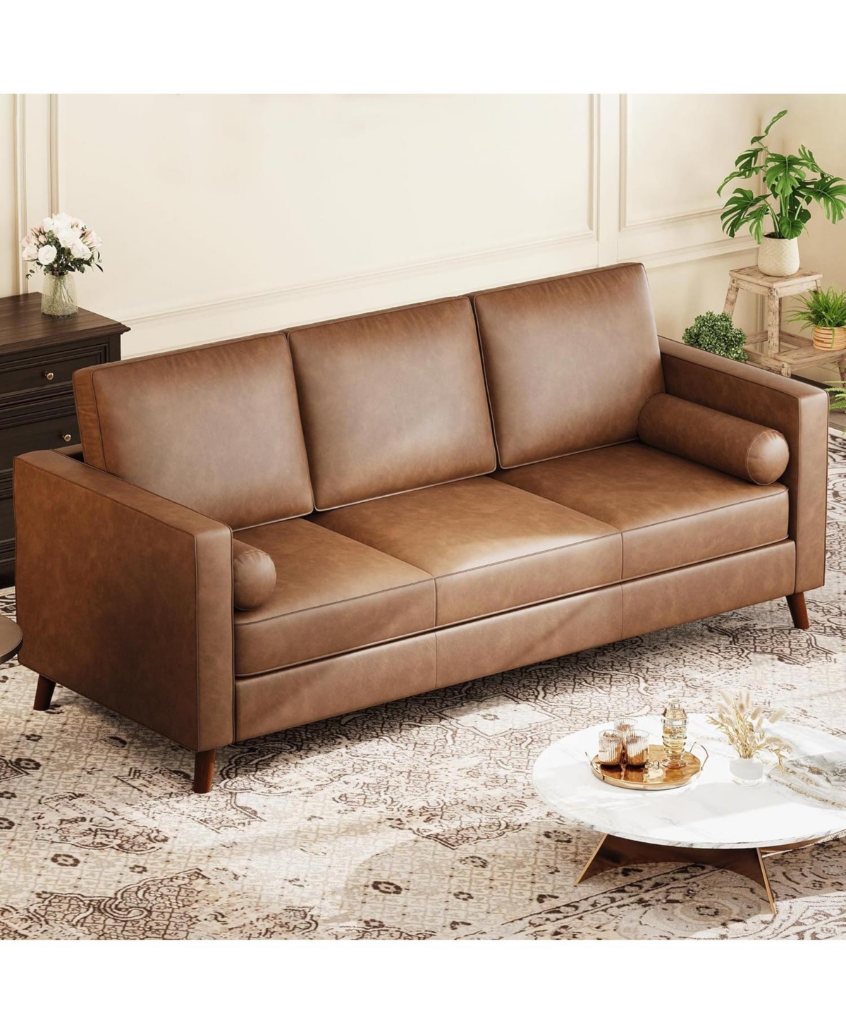 Click here for gaomon Leather Sofa for Living Room  Mid-Century M... prices
