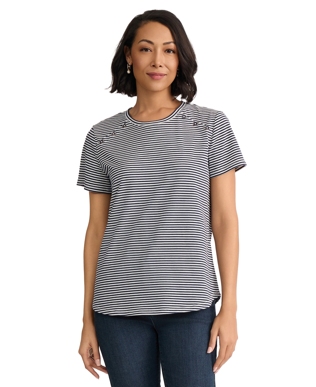 Click here for Jones New York Womens Short-Sleeve Crewneck Pull-O... prices