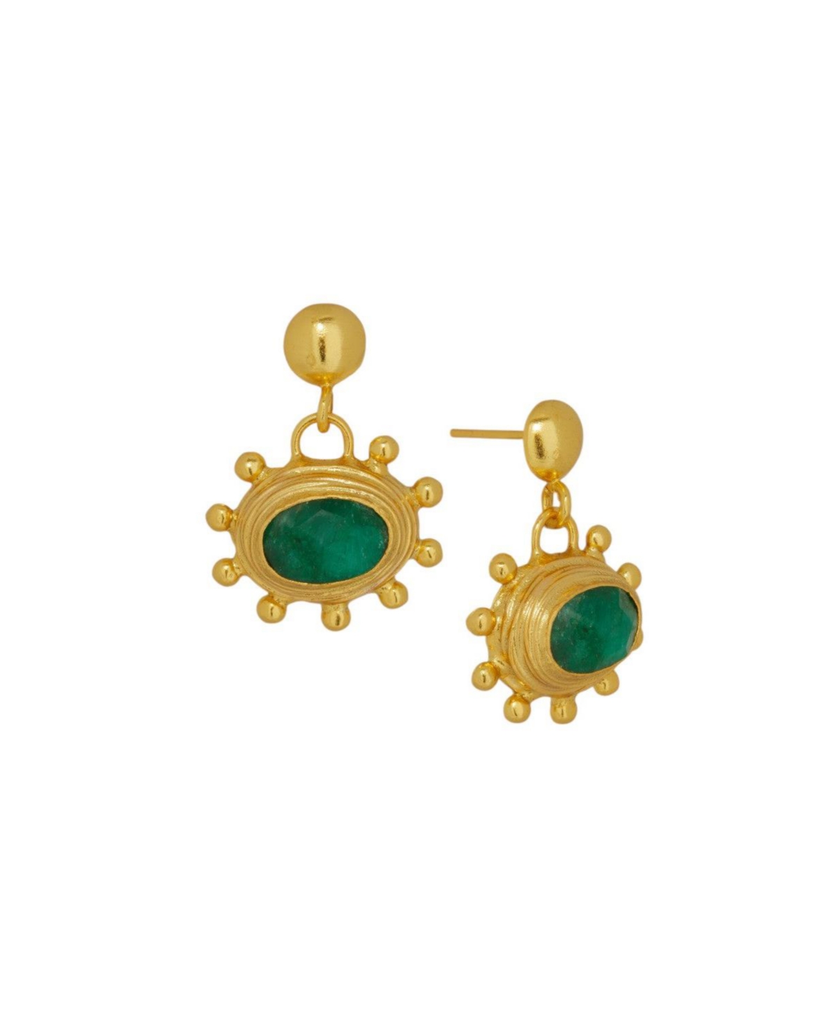 Click here for Ottoman Hands Zand Emerald Drop Earrings - Gold prices