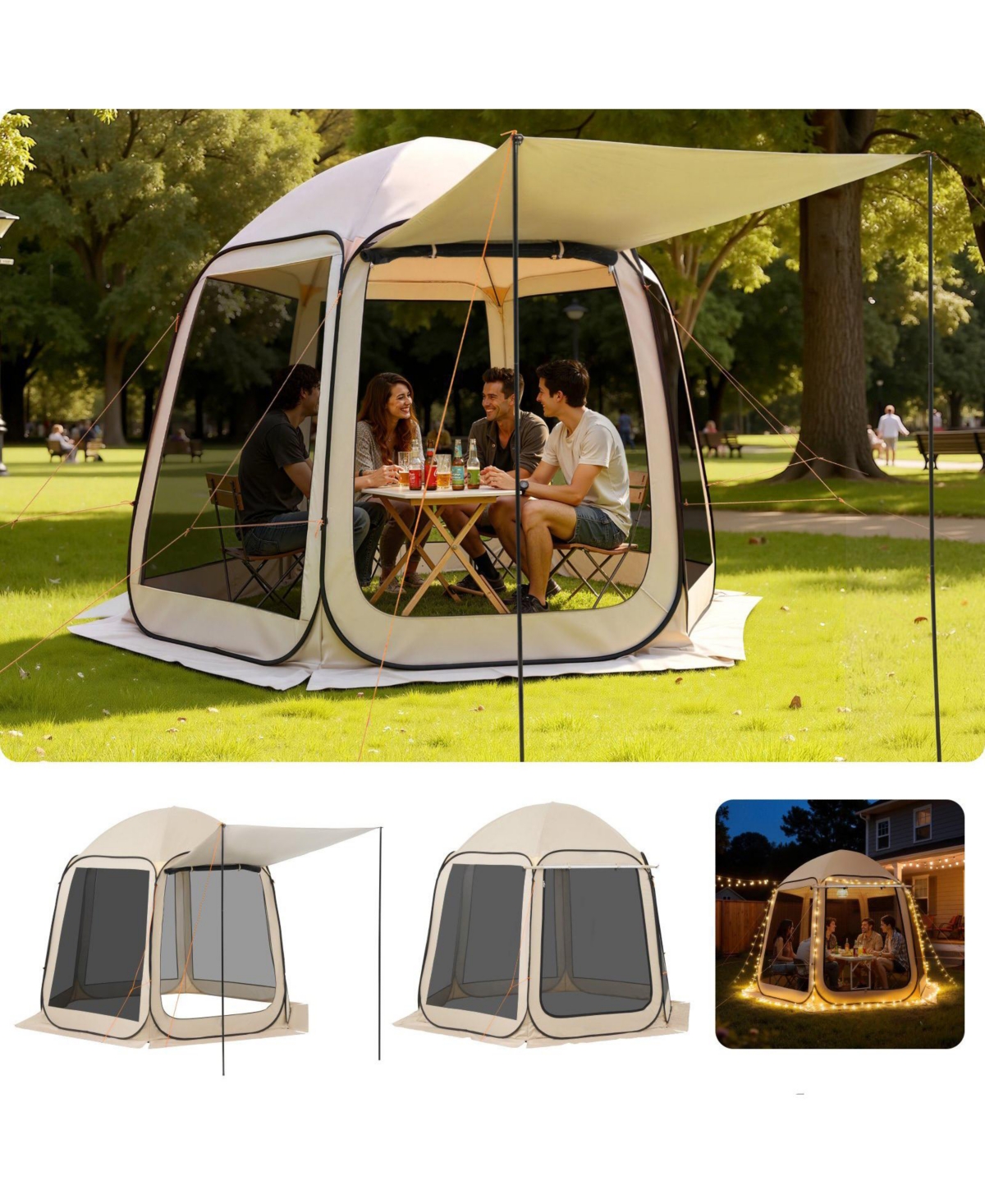 Click here for Mecale 10 x 9.2 Ft Pop-Up Screen House Tent with A... prices