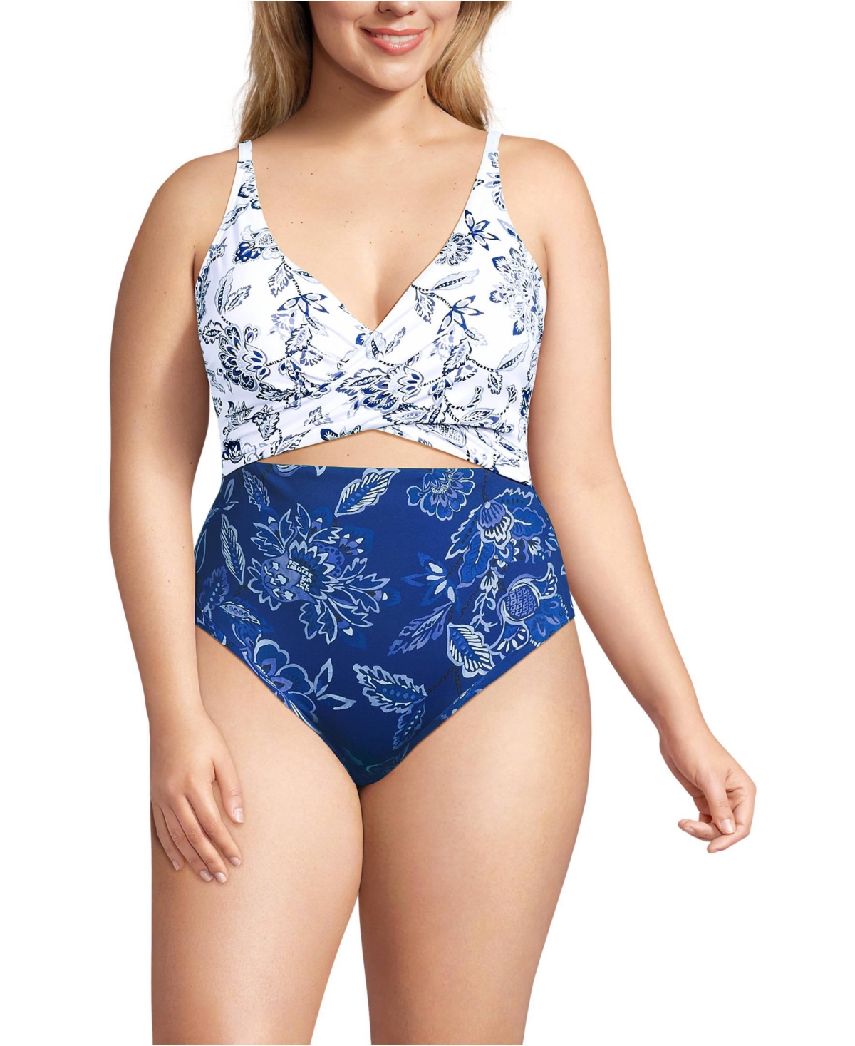 Click here for Lands End Womens Plus Size Wrap Monokini High Leg... prices