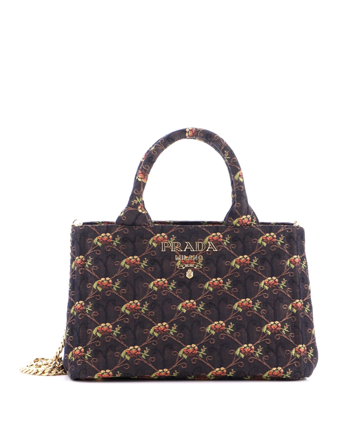 Click here for Pre-Owned Prada Micro Canapa Convertible Tote Broc... prices