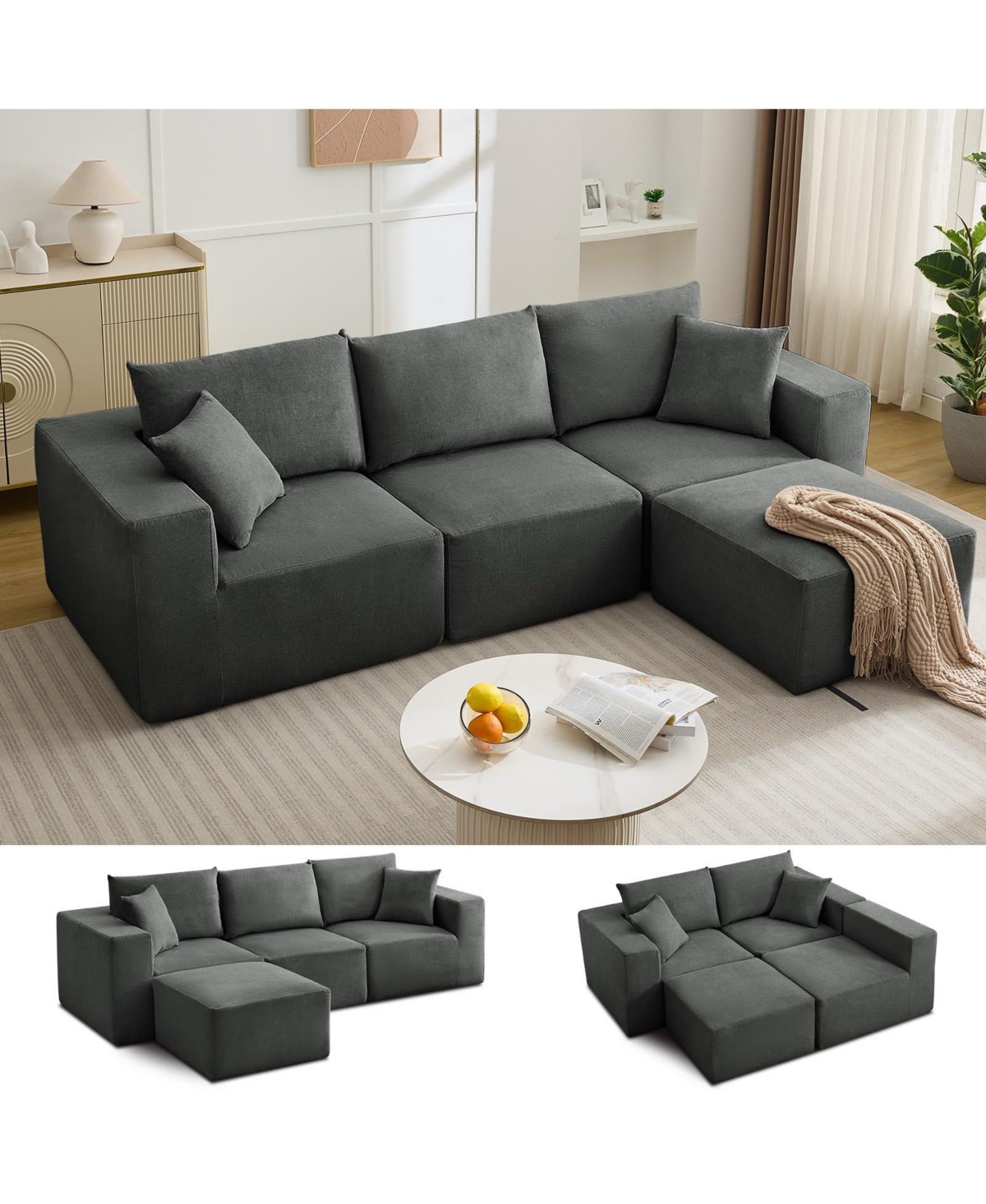 Click here for gaomon 108" Modular L-Shaped Velvet Cloud Sec... prices