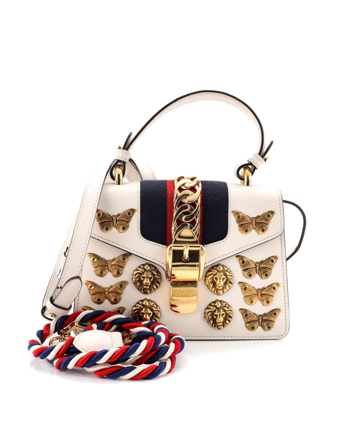 Click here for Pre-Owned Gucci Mini Sylvie Top Handle Bag Embelli... prices