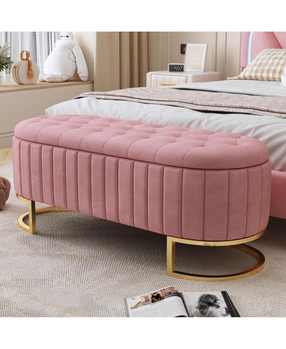 Click here for Rainsken Velvet Upholstered Storage Ottoman - Butt... prices
