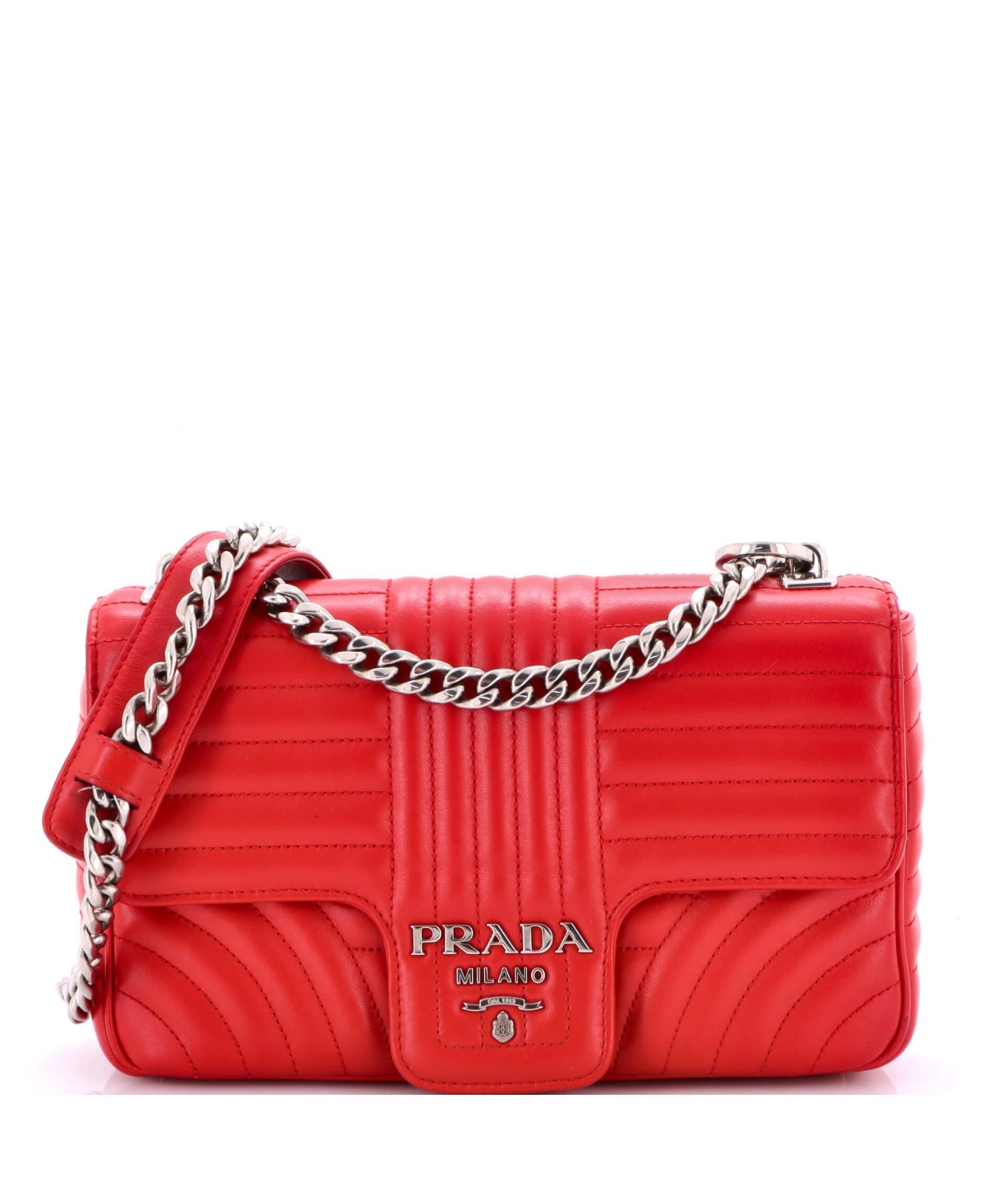 Click here for Pre-Owned Prada Medium Chain Flap Shoulder Bag Dia... prices
