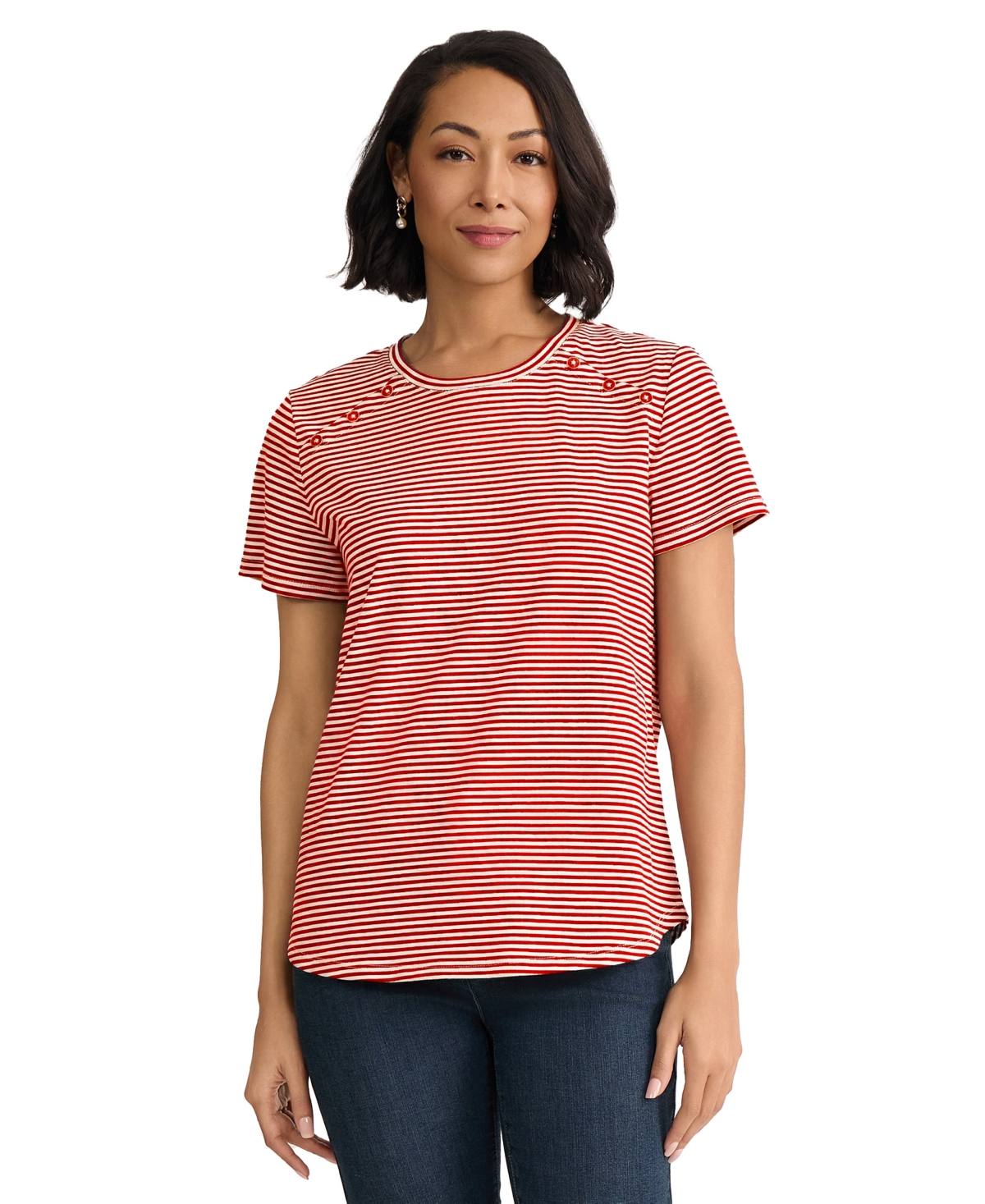 Click here for Jones New York Womens Short-Sleeve Crewneck Pull-O... prices
