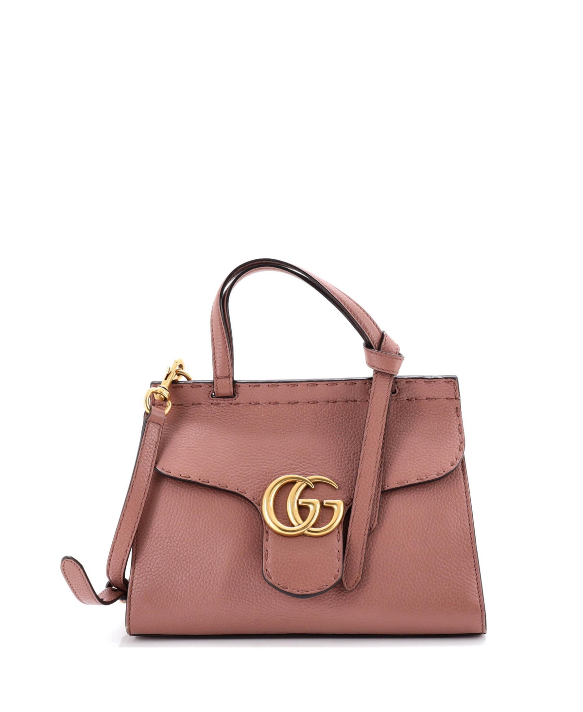 Click here for Pre-Owned Gucci Mini Gg Marmont Top Handle Bag Lea... prices