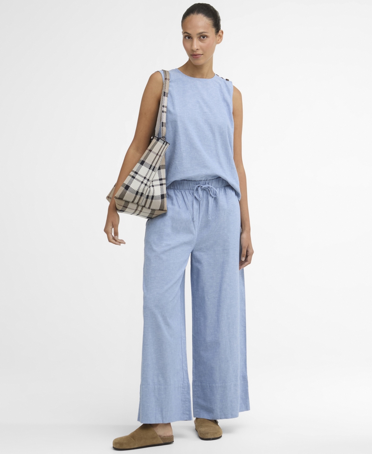 Click here for Barbour Womens Josie Wide-Leg Trousers - Light Cha... prices