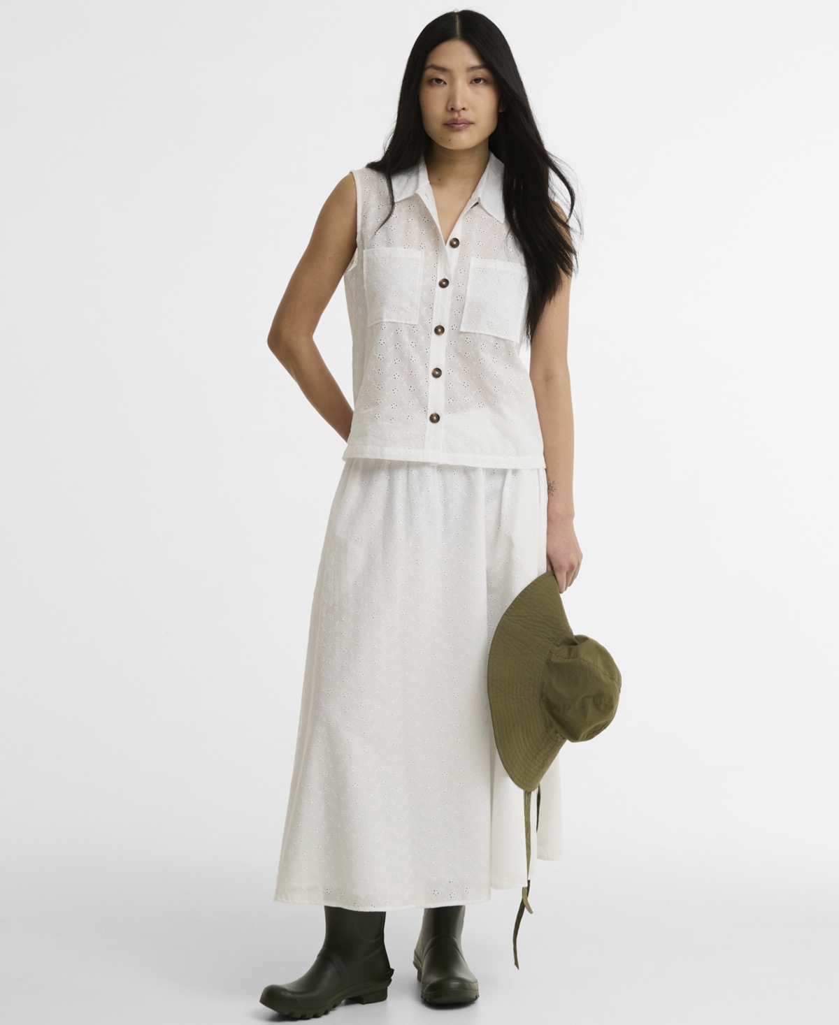 Click here for Barbour Womens Melody Broderie Anglaise Midi Skirt... prices