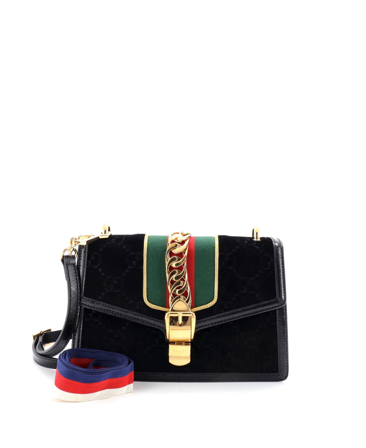 Click here for Pre-Owned Gucci Small Sylvie Shoulder Bag Gg Velve... prices