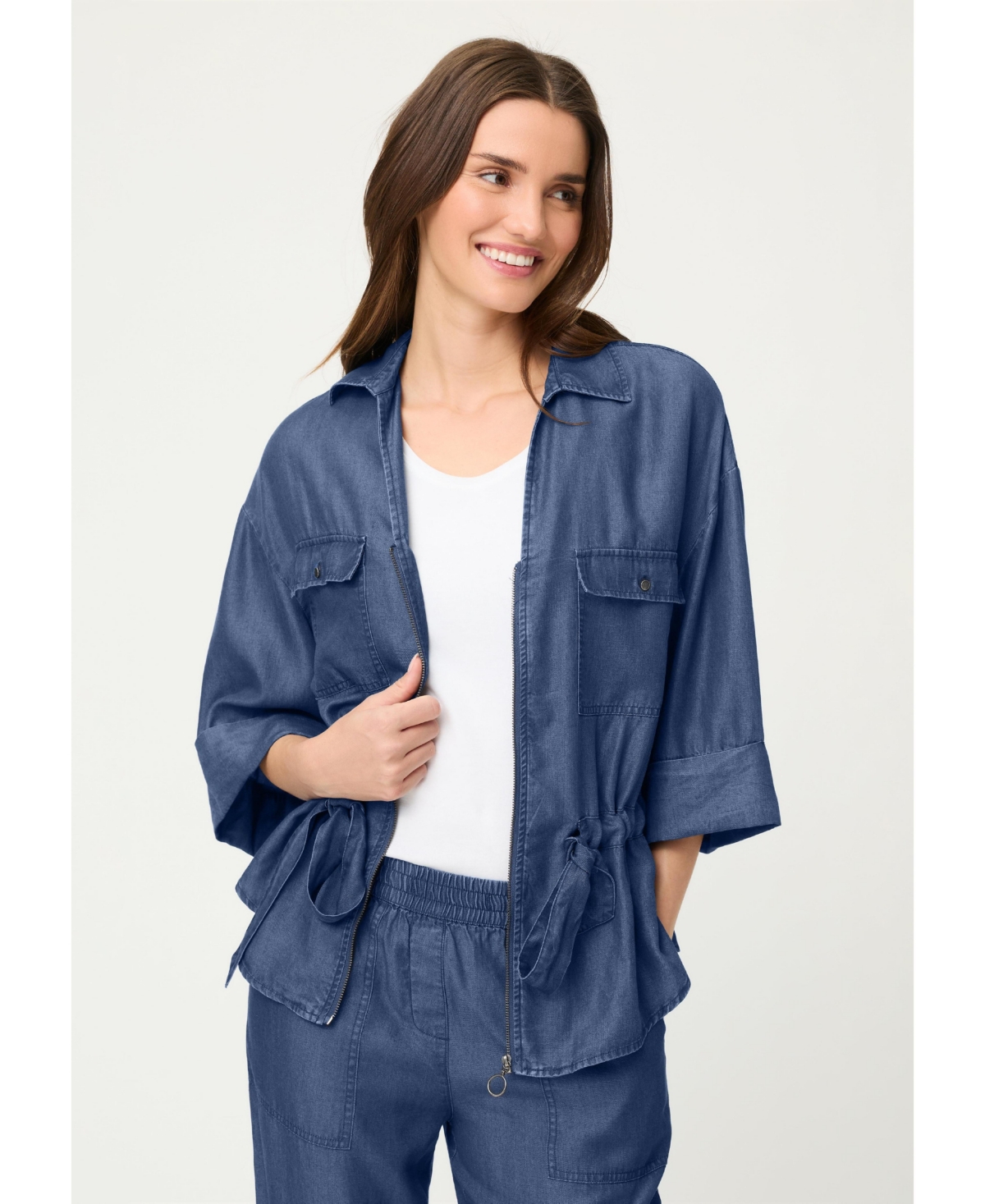 Click here for Olsen Womens Soft Denim-Look Jacket - Dark denim prices