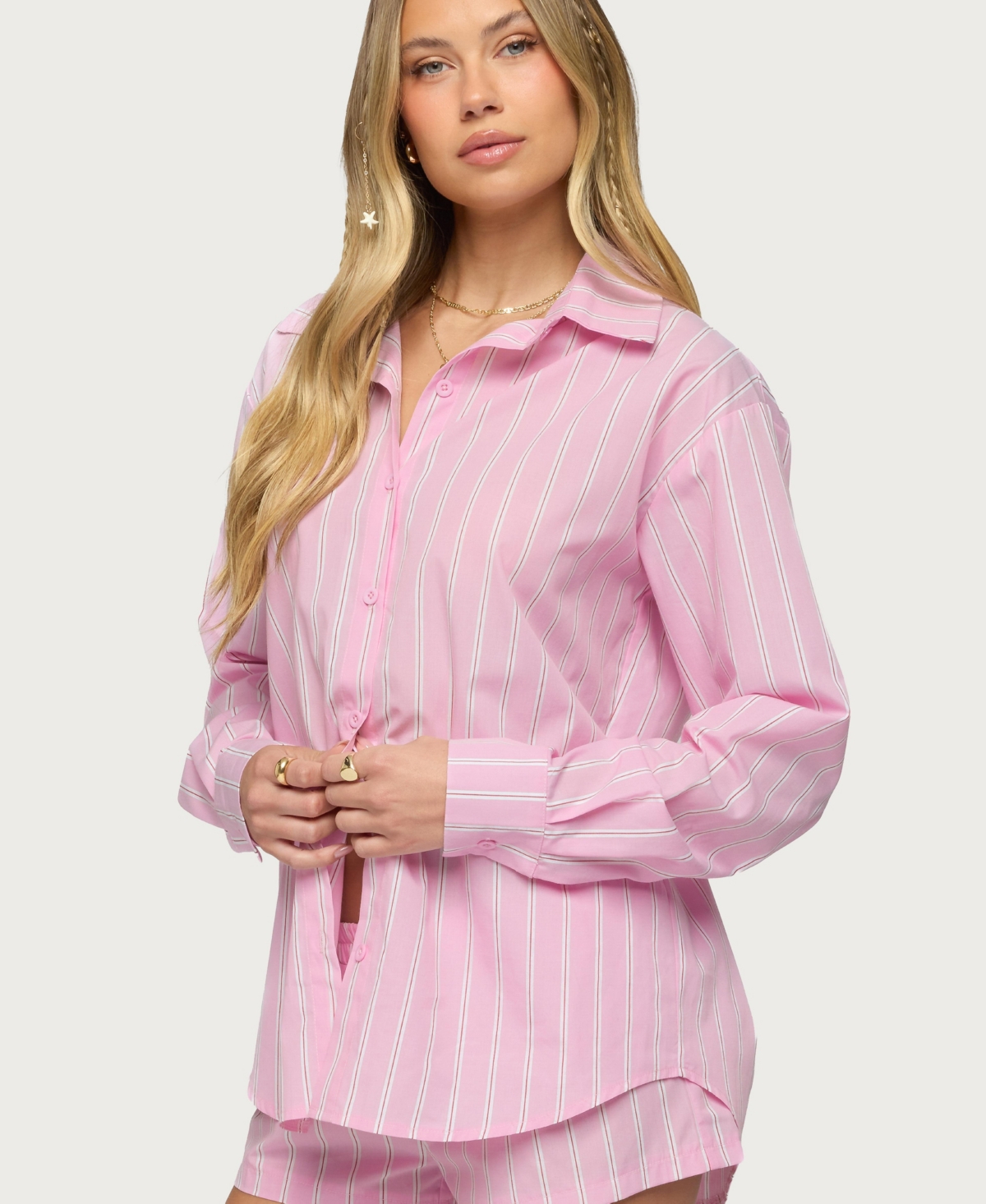 Click here for Edikted Womens Carmella Striped Oversized Shirt -... prices