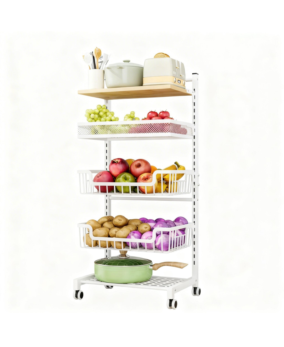 Click here for Yigii Fruit Basket Kitchen Cart 5 Tier Adjustable... prices