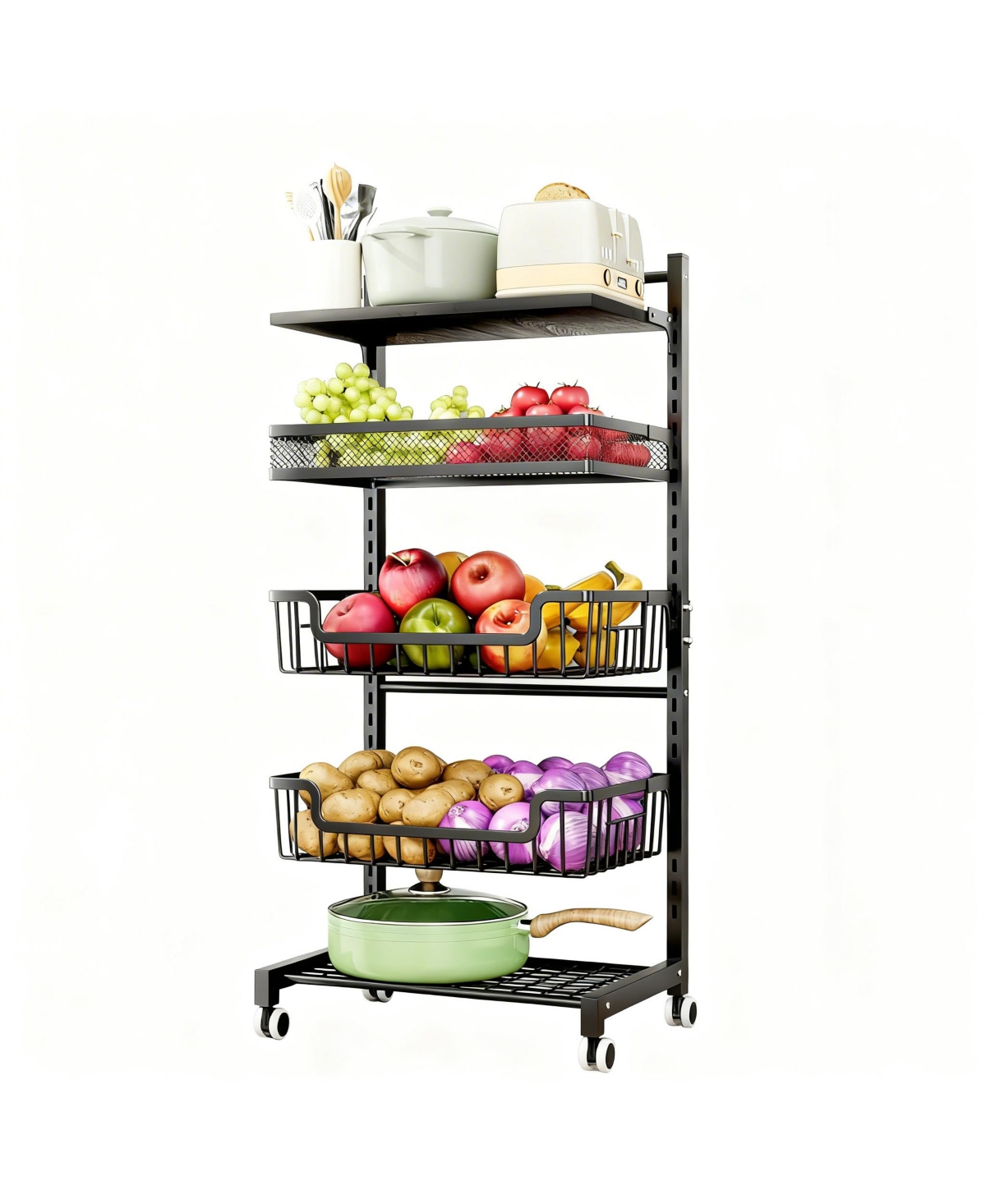 Click here for Yigii Fruit Basket Kitchen Cart 5 Tier Adjustable... prices