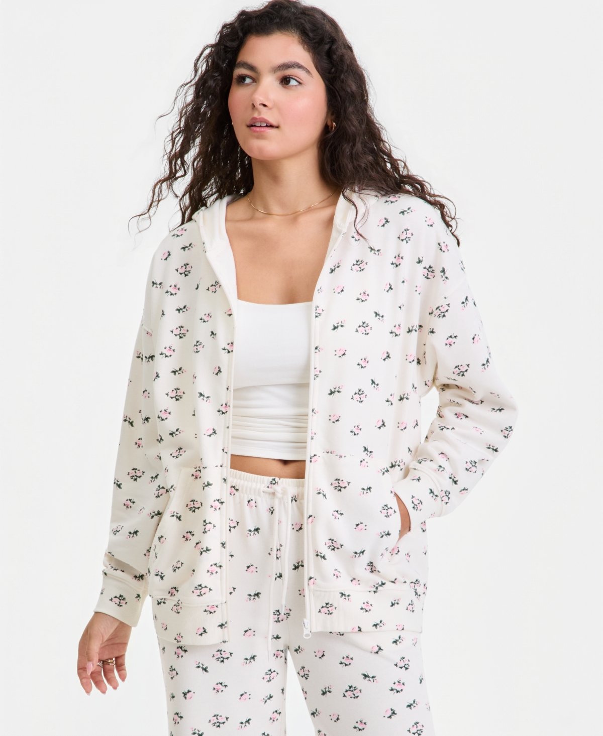 Click here for Rebel Veil Juniors Full-Zip Printed Hoodie - White... prices