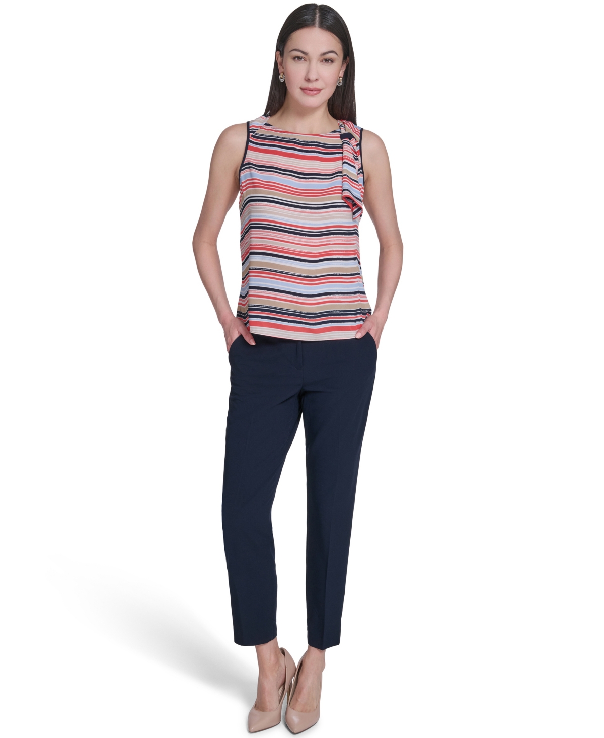 Click here for Tommy Hilfiger Womens Boat Neck Side-Tie Top - Gre... prices