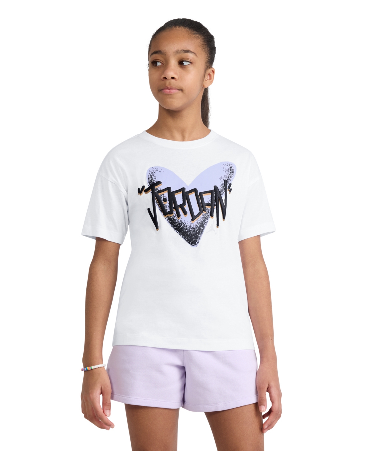Click here for Jordan Girls 7-16 Heart Sketch T-Shirt - White prices