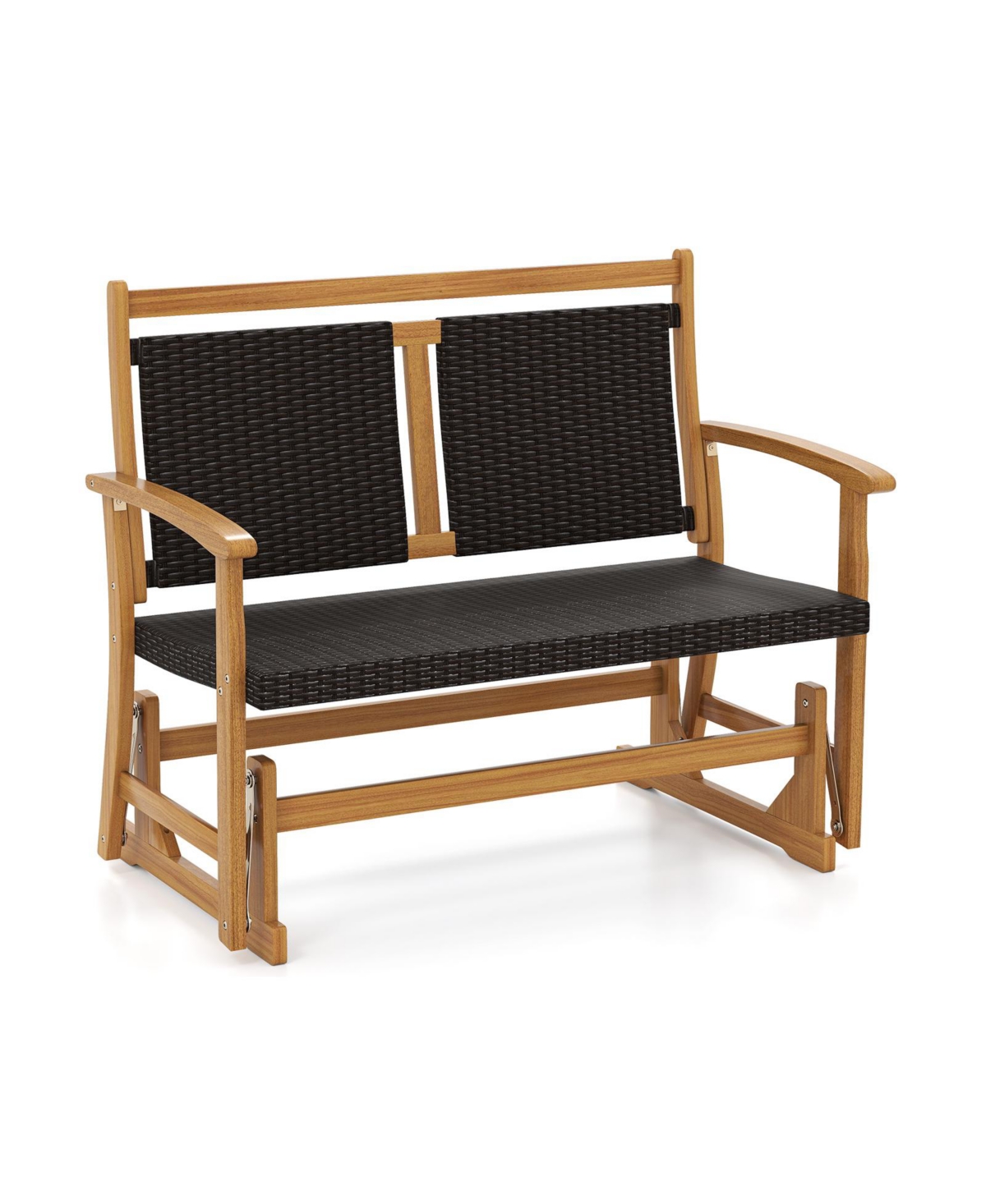 Click here for Sugift Patio Rattan Glider Bench for 2 with Acacia... prices