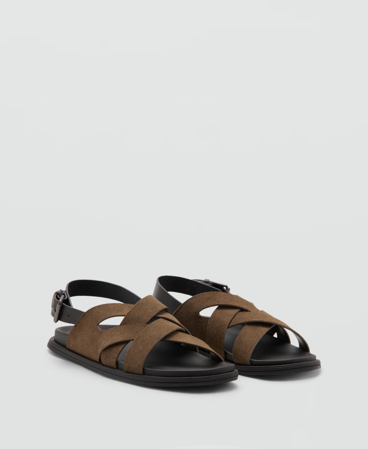 Click here for Mango Mens Crossed Straps Suede Leather Sandals -... prices