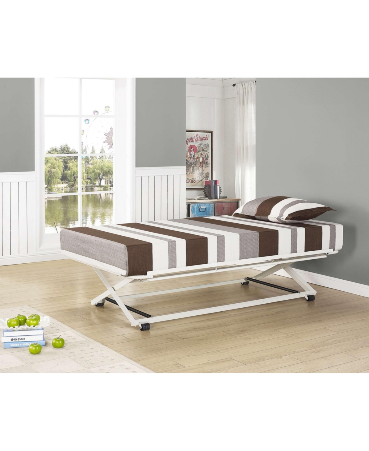 Click here for Kings Brand Furniture Pop-up Trundle Bed - White prices