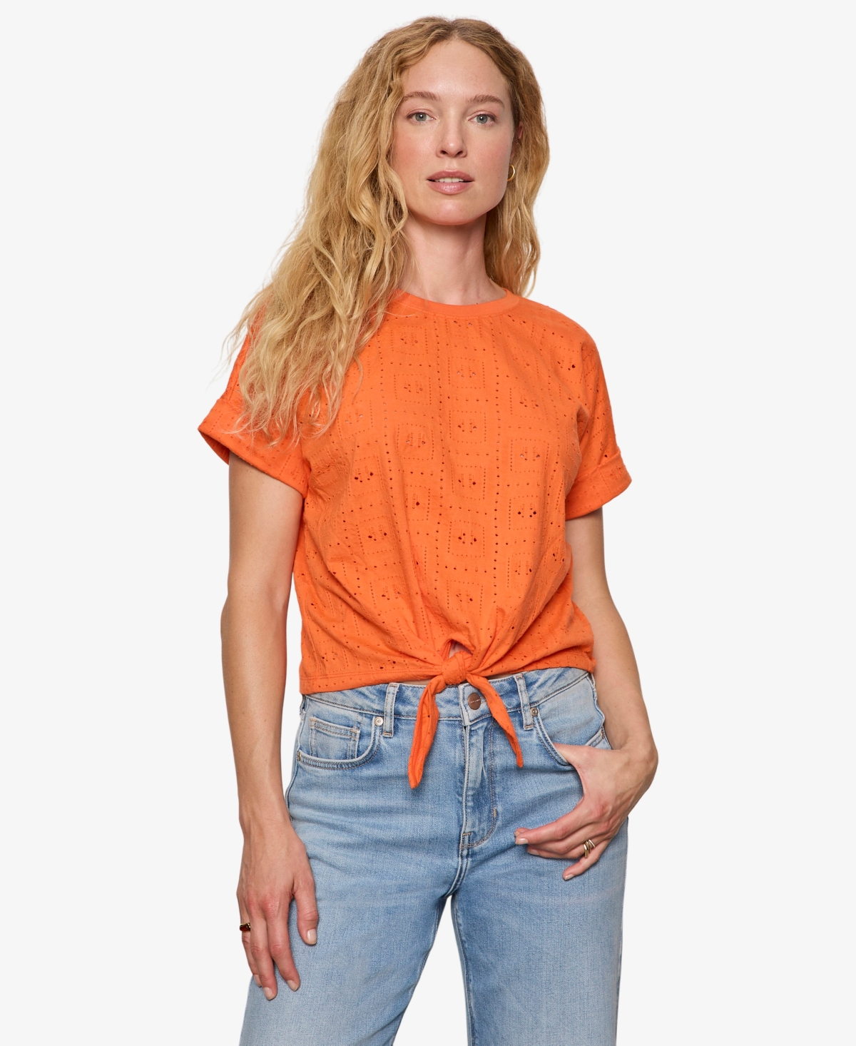 Click here for Sanctuary Womens Eyelet All Day Tie Crewneck T-Shi... prices