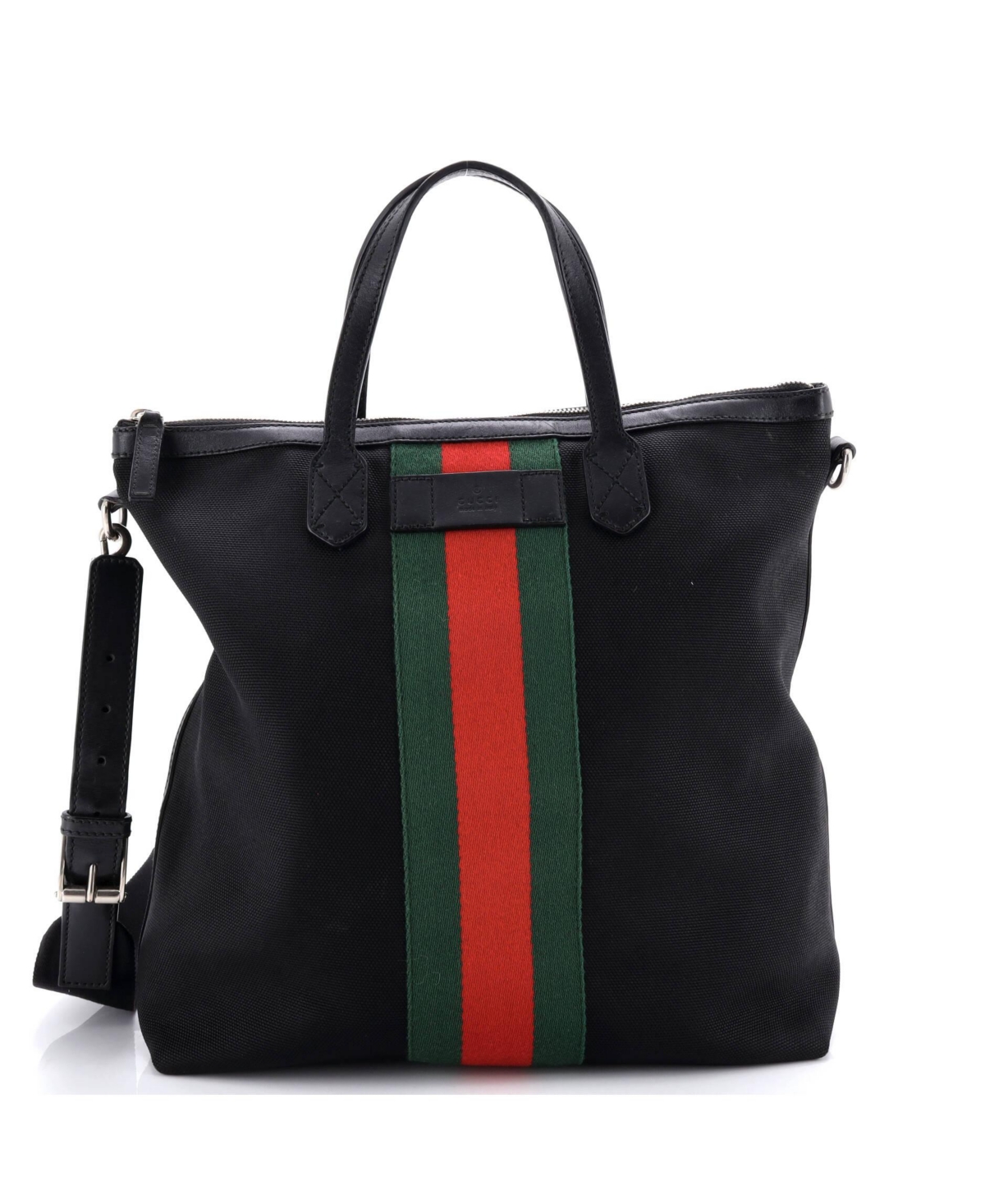 Click here for Pre-Owned Gucci Medium Web Zip Tote Techno Canvas... prices