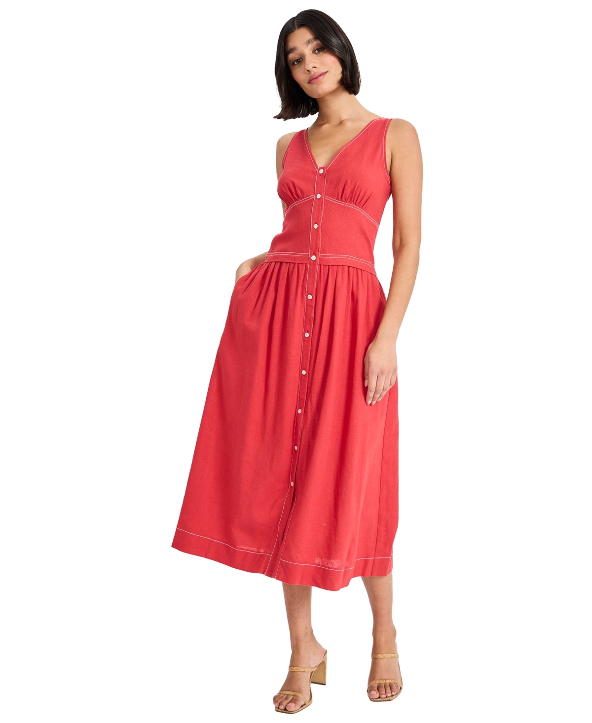 Click here for Donna Morgan Womens Isla Lined Midi Dress - Cardin... prices