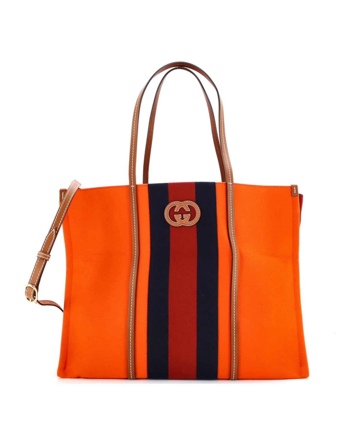 Click here for Pre-Owned Gucci Large Interlocking G Web Tote Canv... prices