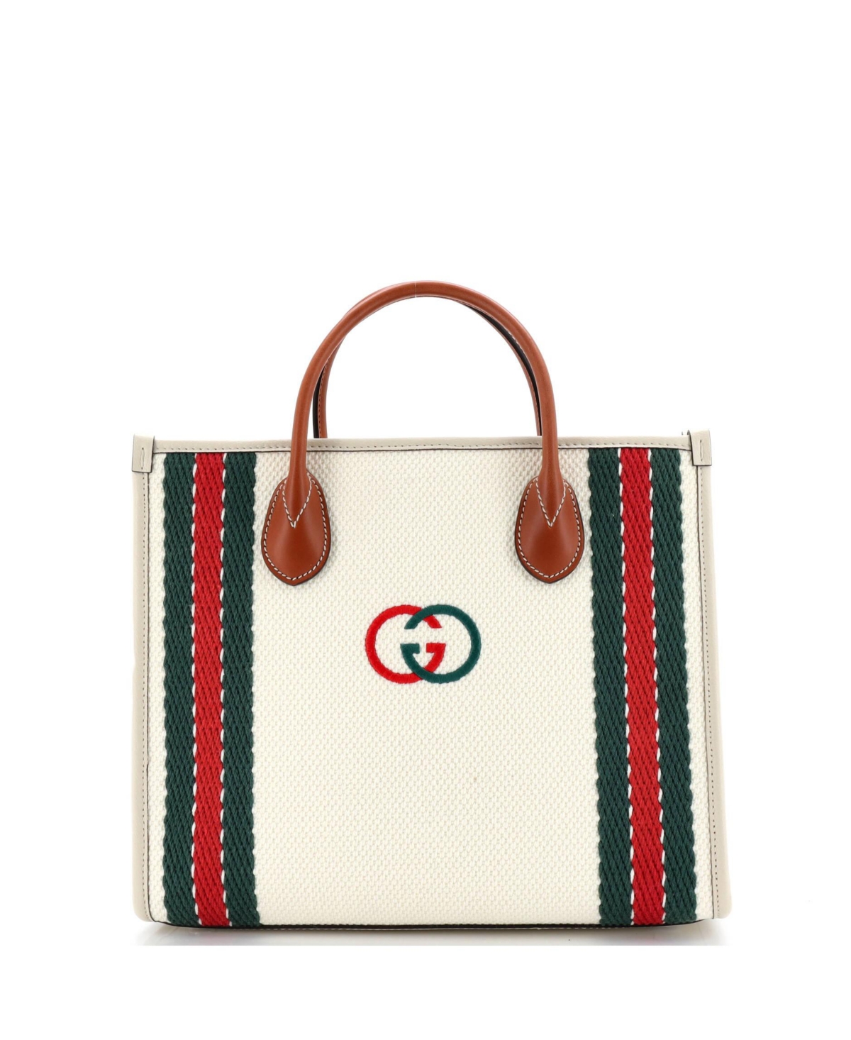 Click here for Pre-Owned Gucci Medium Interlocking G Web Tote Emb... prices
