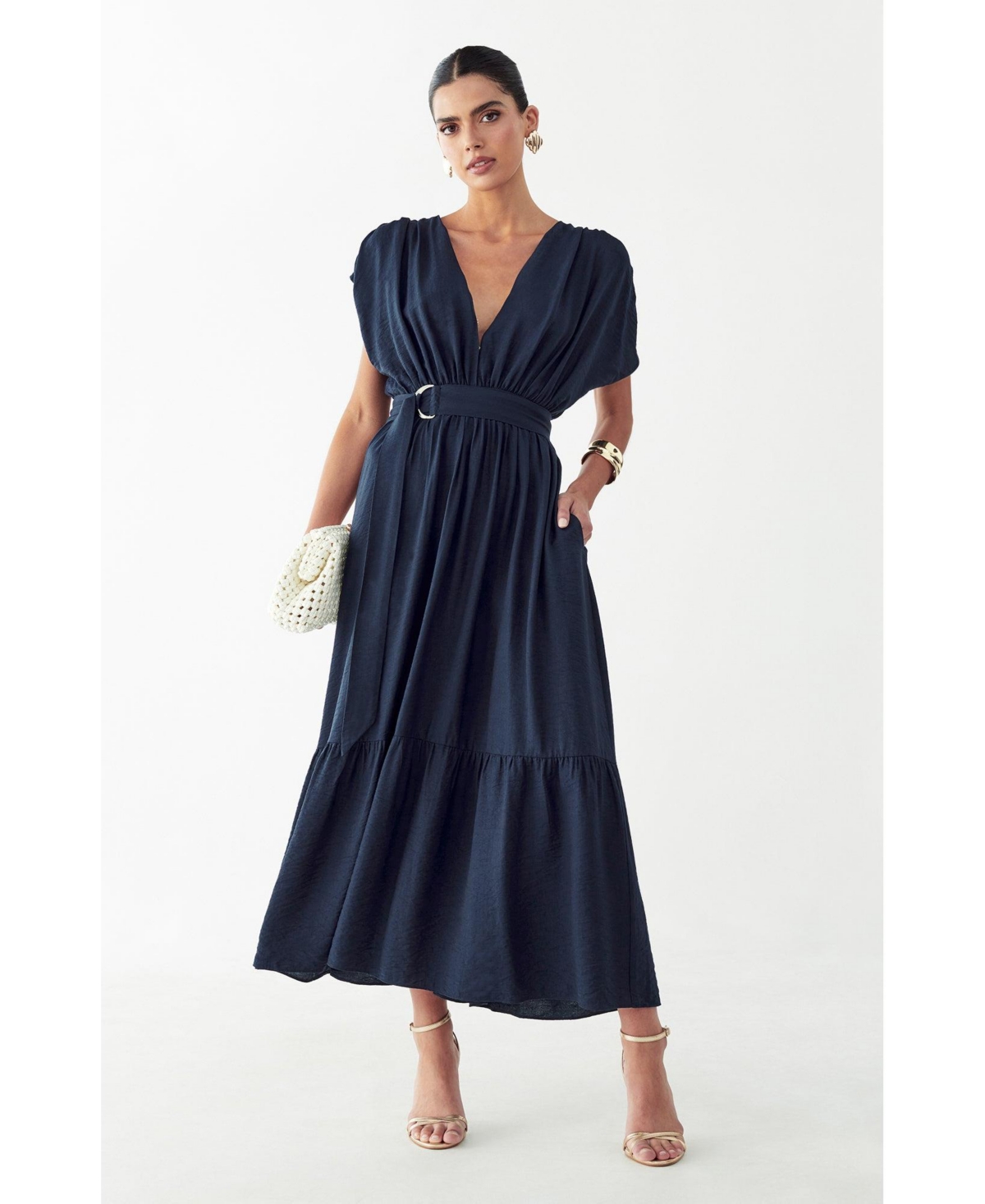 Click here for St Mrlo Womens Este Midi Dress - Navy blue prices